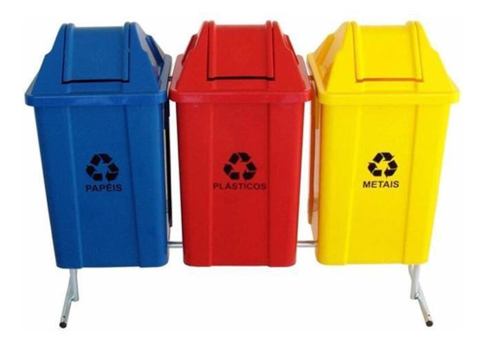 Conjunto Para Coleta Seletiva Com 3 Cestos De 100L - JSN - Lixeira e Cesto de Lixo - Magazine Luiza