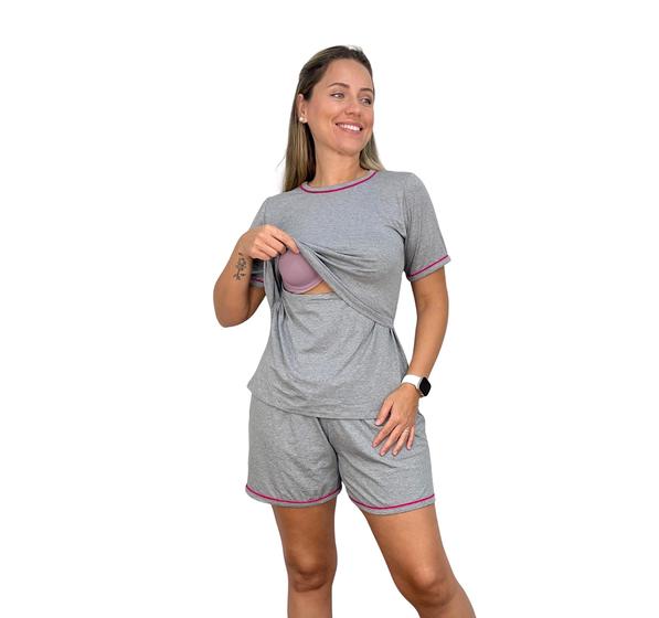 Conjunto Pijama Amamentacao Premium Verao Feminino Maternidade Gestante ...
