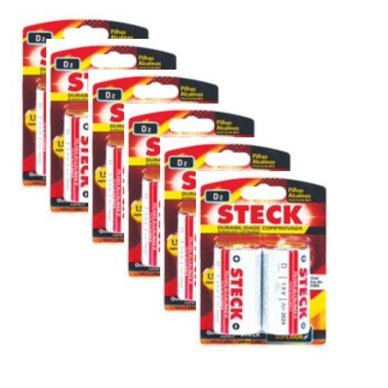 Conjunto Pilha Alcalina Steck 1.5V Tipo D Com 12 Unidades - Pilhas ...