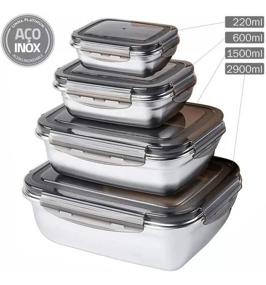 Conjunto Potes De Aço 304 Inox Marmita Com Tampa De Vedação ...