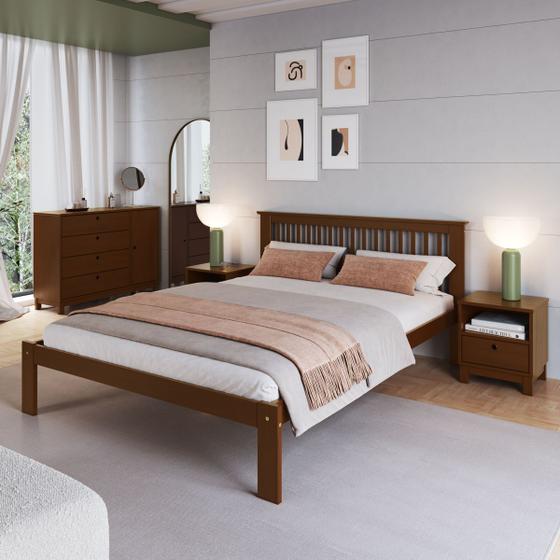 Conjunto quarto de casal Júlia com Cama de casal duas mesas de ...