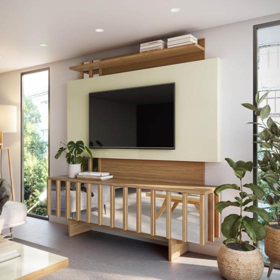 Conjunto Rack E Painel P/ TV 65 Pol Dalla Costa TB299 Ripado 4 Portas C ...