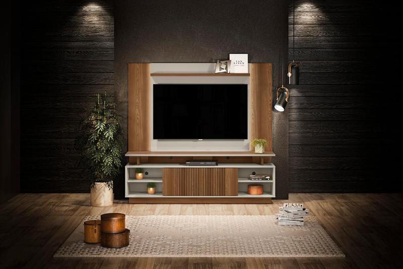 Conjunto Rack Leblon E Painel Aurora + Fitas De Leds Freijo/Off White ...