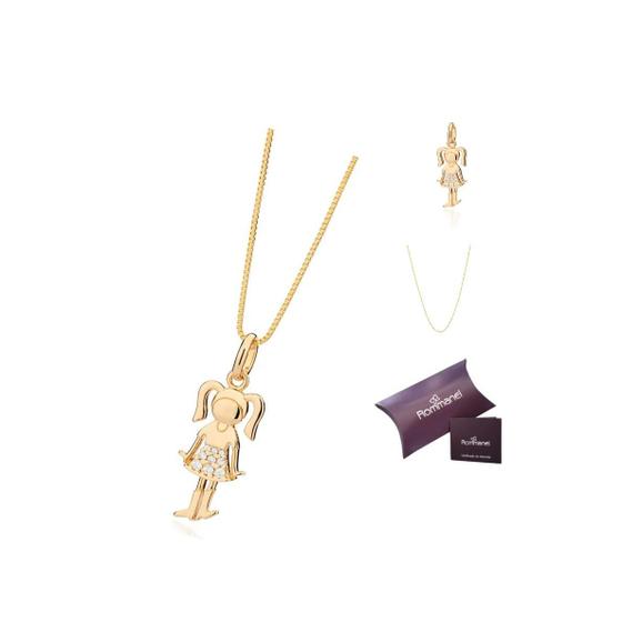 Conjunto Rommanel colar pingente menina dia das mães folheado ouro 18k ...