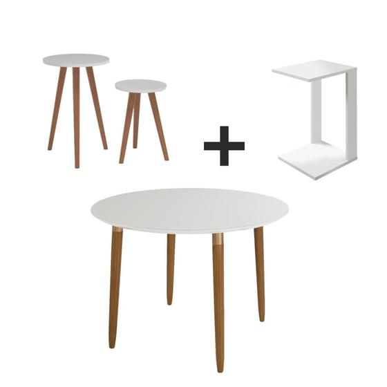 Conjunto Sala de Jantar Estar Mesa Vidro C/ Mesinhas Encaixe - Moveis C ...