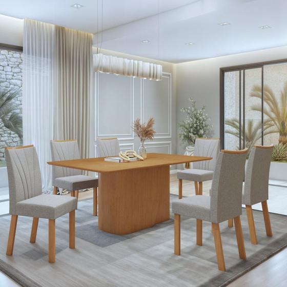 Conjunto Sala de Jantar Luar 170cm Tampo no Glass com 6 Cadeiras Apogeu ...