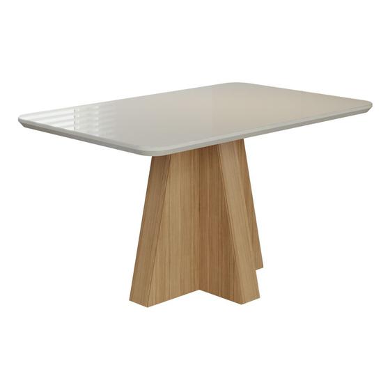 Conjunto Sala de Jantar Maitê 130X80 Tampo em MDF/Vidro 4 Cadeiras Nicole Cimol Nature/Off White ...