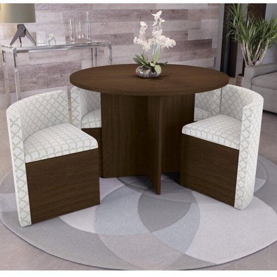 Conjunto Sala de Jantar Mesa Redonda 4 Cadeiras Estofadas Tiffany Kappesberg - Conjunto Sala de ...