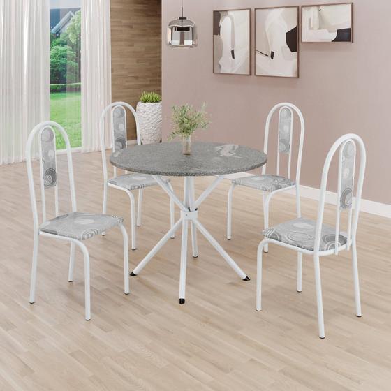 Conjunto Sala de Jantar Mesa Redonda 70cm Tampo Granito Topázio 4 ...