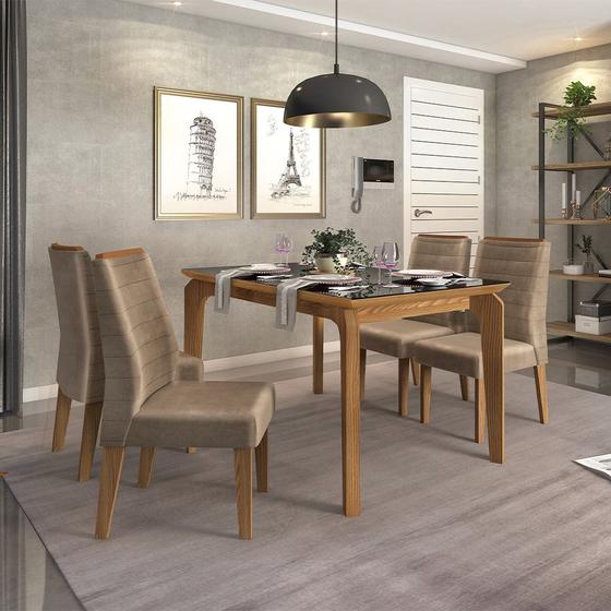 Conjunto Sala de Jantar Mesa Rouge 4 Cadeiras Ondina DJ Móveis - DJ ...