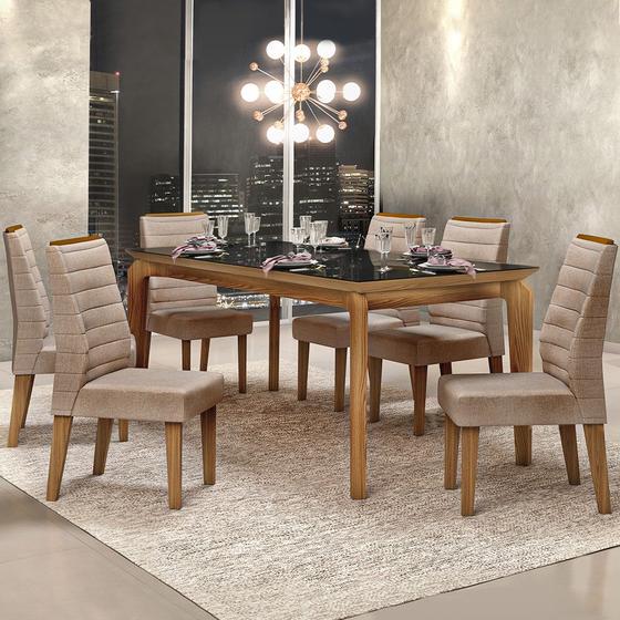 Conjunto Sala de Jantar Mesa Rouge 6 Cadeiras Ondina DJ MA³veis ...