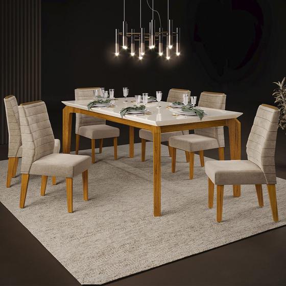 Conjunto Sala de Jantar Mesa Rouge 6 Cadeiras Ondina DJ Móveis ...