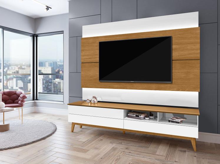 Conjunto Sala de Star 180 cm Rack + Painel Off White/Nature - Tebarrot ...