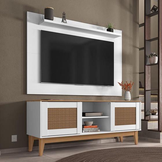 Conjunto Sala Rack Painel Safira com Pés Madeira Maciça - Loja DoceLar ...