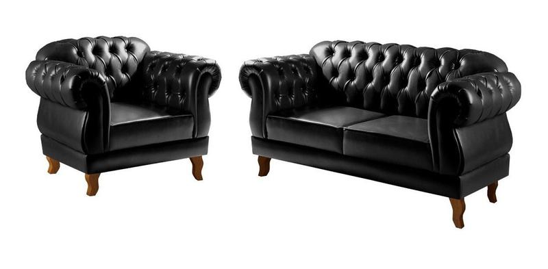 Conjunto Sofá Duquesa 2 Lugares + 1 Poltrona Chesterfield Colonial ...