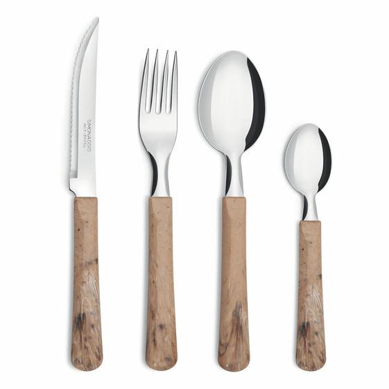 Conjunto Talheres 24 peças Elementos Travertino - Simonaggio - Kit ...