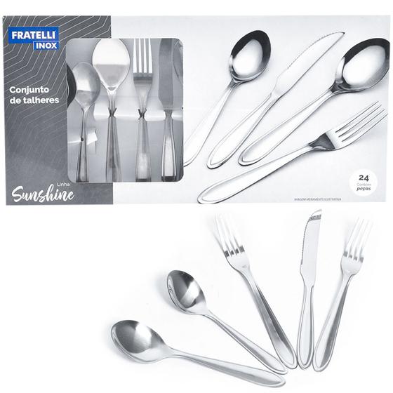 Conjunto Talheres Aço Inox 24 Peças Sunshine Faqueiro Garfo - Fratelli ...