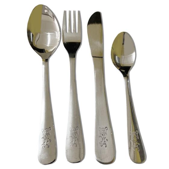 Conjunto Talheres Infantil Faca Garfo Colher Colher Sobremesa 4 Peças ...