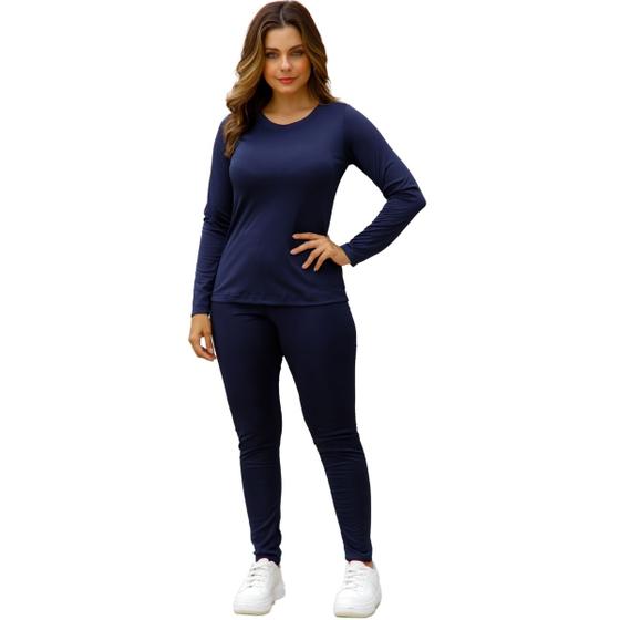 Conjunto Térmico Feminino Calça Legging Cirola e Blusa Gola Alta Suplex ...