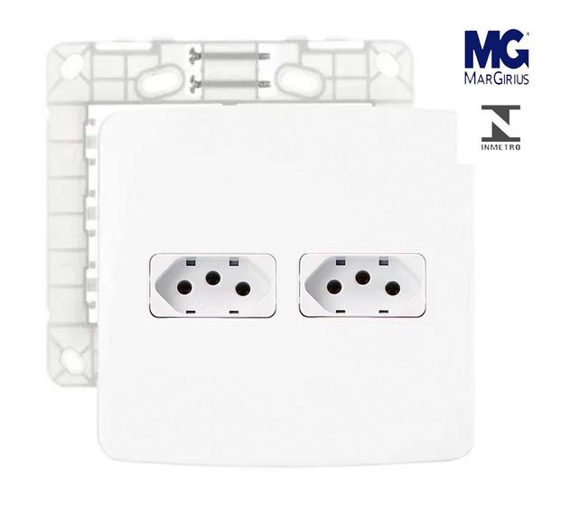 Conjunto Tomada Dupla 20a 250v 4x4 Branca Margirius B3 - Tomadas - Magazine Luiza