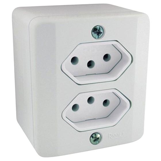 Conjunto Tomada Sobrepor Externa Dupla 10A Radial Linha R Sistema X 3 ...