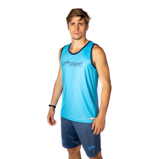 Conjunto Uniforme Treino Regata + Shorts Futevôlei Masculino Azul Claro ...