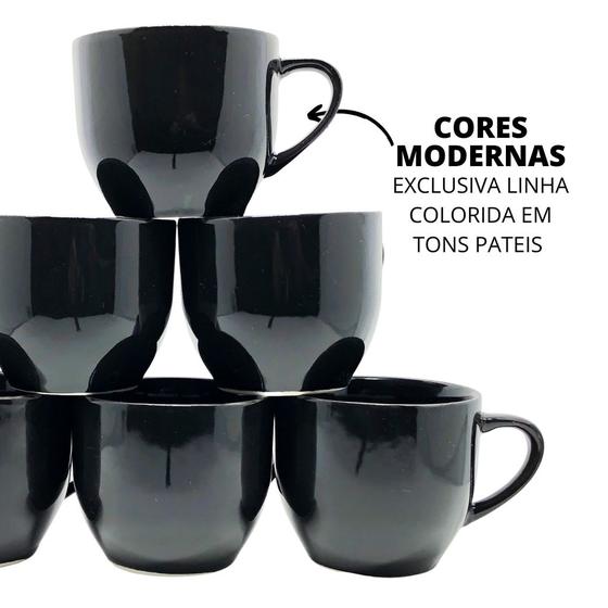 Conjunto Xícaras Kit 6 Peças Porcelana Chicara Chá e Café 170ML - RR ...