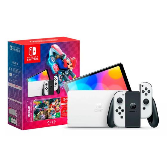 Console Nintendo Switch Oled 64gb Branco Mario Kart 8 Deluxe - Outros Games - Magazine Luiza