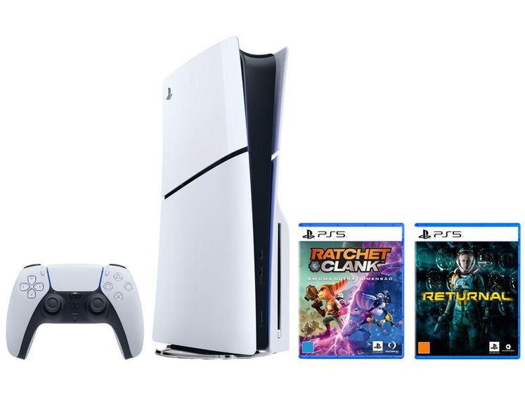 Console PlayStation 5 Slim Disk Edition Branco 1TB + Returnal e Ratchet e Clank + Controle Sem ...
