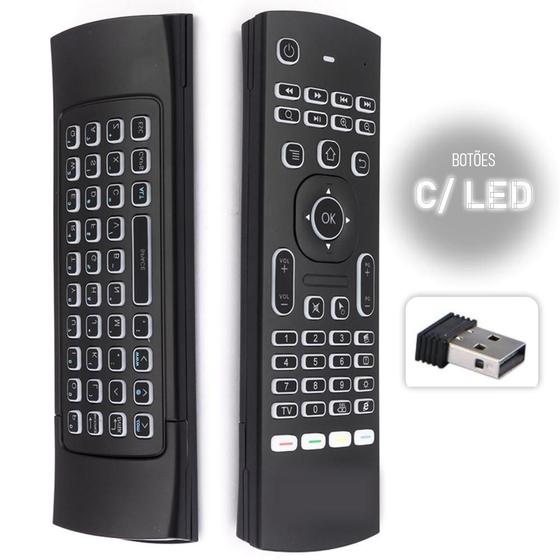 Controle Air Mouse Teclado Luminoso Data Show Tv Computador - MB TECH ...