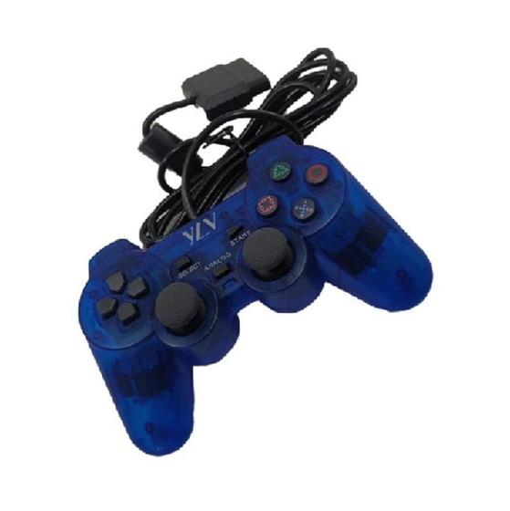 Controle Azul PS1 e PS2 Analogico Com Vibração 17 Botões Videogame ...