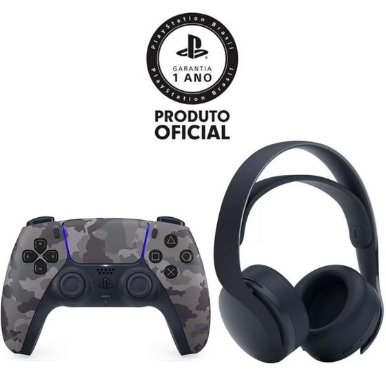 Controle Dualsense Gray Camouflage Headset Sem Fio Pulse 3d Ps5