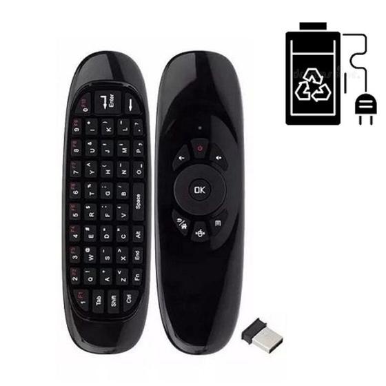 Controle Mini Teclado Air Mouse Wireless Sem Fio Android Tv - Qwerty ...