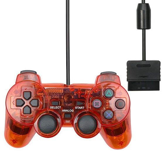 Controle PS2 Transparente Doubleshock 2 c/Fio Analógico - A052 - Bommax ...