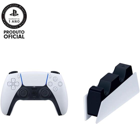 Controle PS5 Dualsense Branco + Base De Carregamento Original ...