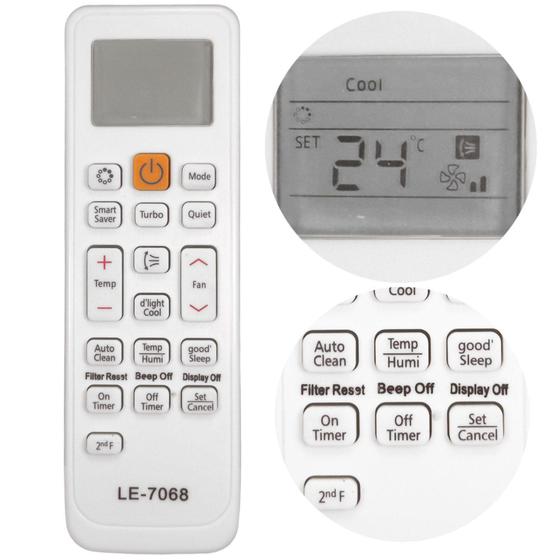 Controle Remoto Para Ar Condicionado Samsung Split Smart 7068 Lelong