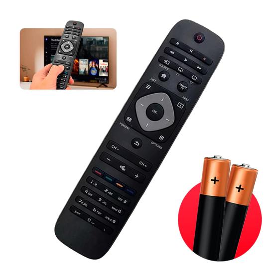 Controle Remoto Para Tv Philips Smart Universal Lcd Led + 2 Pilhas - Montones - Controle Remoto ...