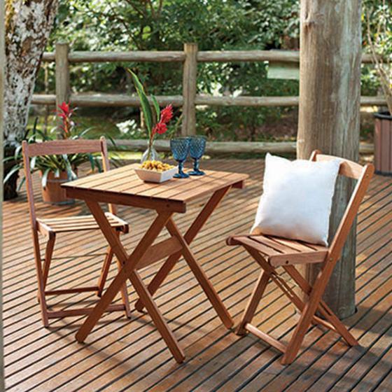 Conunto de Mesa Dobrável com 2 Cadeiras para Jardim e Varanda Veneza ...