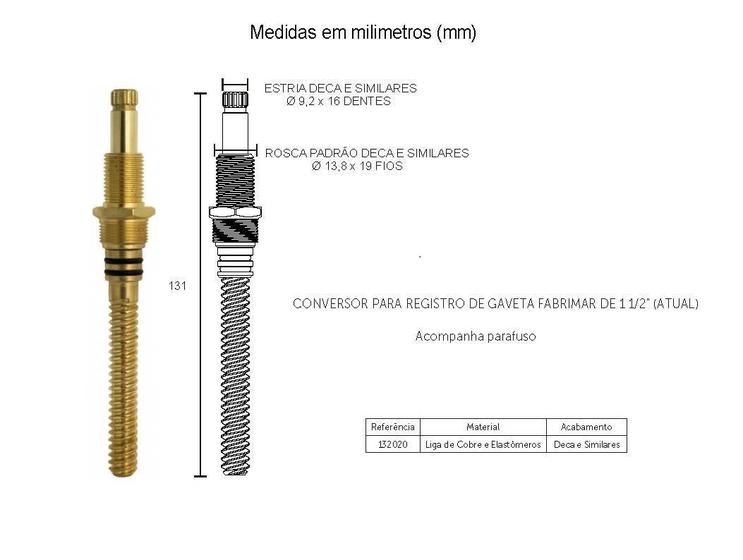 Conversor para Registro de Gaveta Fabrimar de 1.1/2" (Atual) para ...