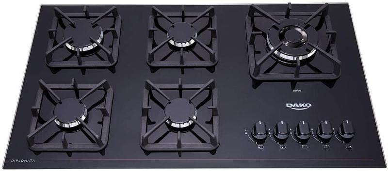 Cooktop a Gás 5 Bocas Preto com Mesa de Vidro e Tripla Chama Dako ...