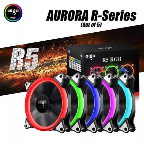 Cooler Fan Aigo Kit R5 Aurora 6 Fans Rgb - Peças para Computador e ...