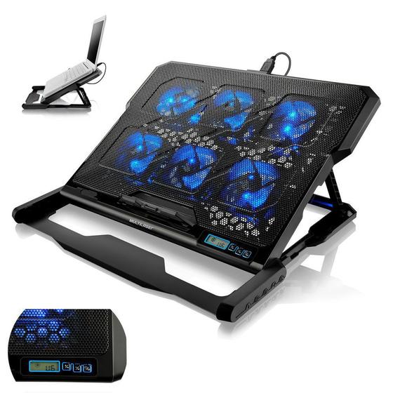 Cooler Notebook Laptop 6 Coolers LED Azul Base Suporte Gamer ...