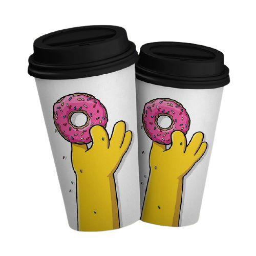 Copo Bucks - Os Simpsons - Donuts - Branco - Com Canudo ou de Café ...