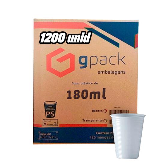 Copo Descartável P/ Festas e Aniversários 1200 Unidades de 180 ml - gpack - Copo Descartável ...