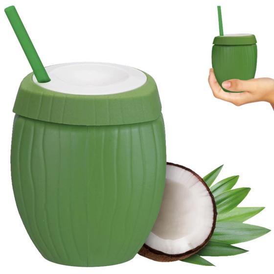 Copo Formato de Coco Verde com Canudo 850 Ml Injetemp - Copos ...