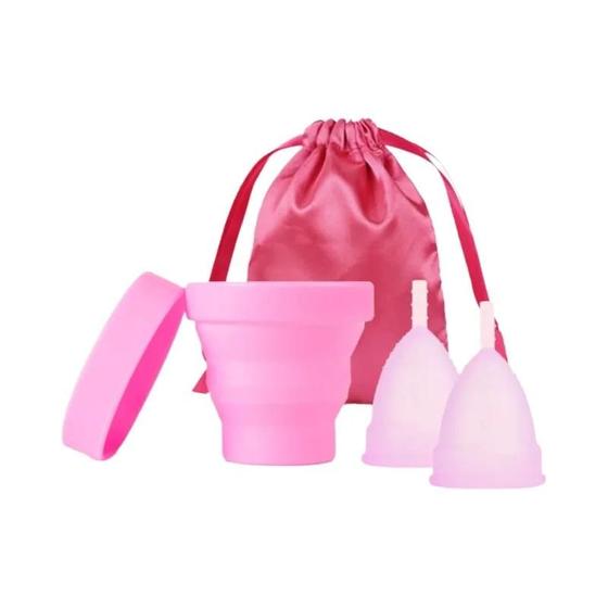 Copo Menstrual De Silicone Médico Reutilizável Higiene Feminina Esterilizador Dobrável Vaginal ...