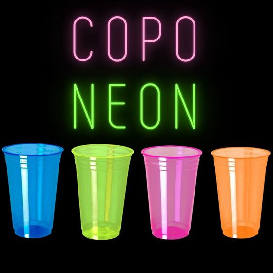 Copo Neon Colorido Biodegradável Descartável Premium 25 Unid - Trik ...