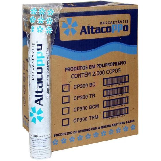 Copo Plástico 300ml Branco CX 2000 UN Altacoppo - Copo Descartável - Magazine Luiza