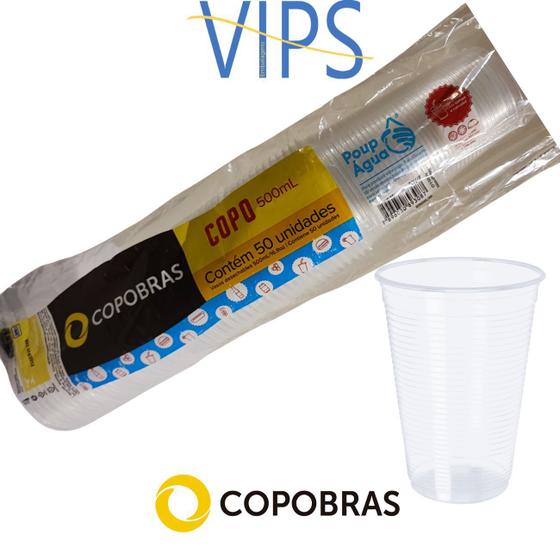 Copo Plástico 500ml Transparente PP Caixa 20x50 Copobras CFT-500 - Copo Descartável - Magazine Luiza