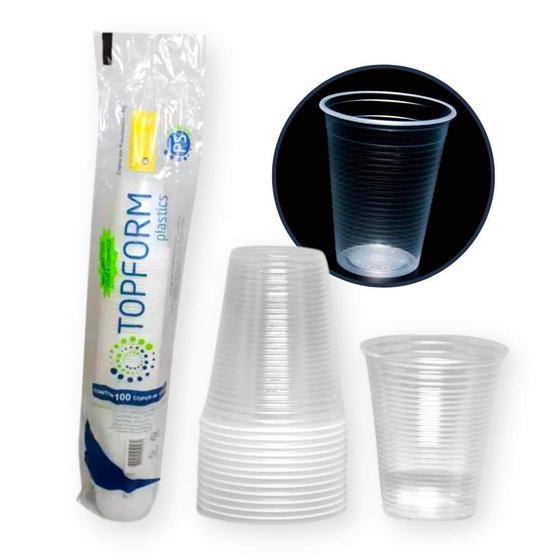 Copo Plástico Descartável Estriado Transparente Água Café Topform - 180ml - pct 100 Unidades ...